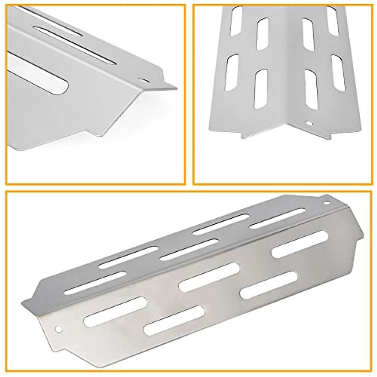 GasSaf Heat Deflectors Replace for Weber 66041, Genesis II E-410, S-410, Genesis II LX E-440, Genesis II LX S-440 Gas Grills, 4-Pack Durable Stainless Steel Replacement Parts(12.5" x 4.25")