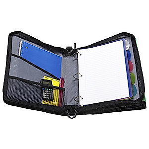 Case-it The Z Shape Zipper Binder - Two Binders in One - Double Sided 1.5 Inch D-Ring - Multiple Pockets - 500 Page Capacity - Comes with Shoulder Strap, Black Z-176