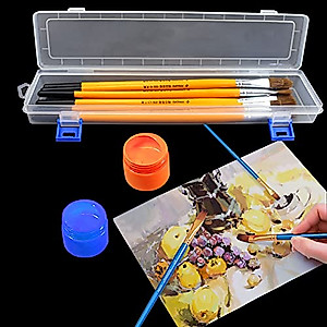 4 Pack Paint Brush Storage Box Clear Paint Brush Holder Long Brush Storage Case Watercolor Pen Container with Buckle