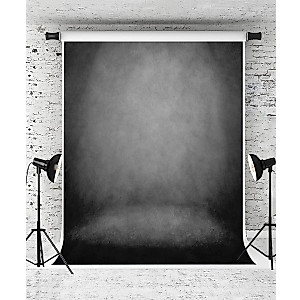 BINQOO 5x7ft Abstract Portrait Black Gray Photography Backdrop Professional Head Shots Adults Kids Girls Solid Color Backdrop School Student Old Master Photo Studio Props
