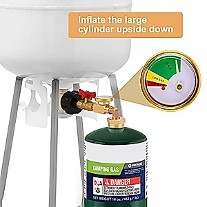 WADEO Propane Adapter 1lb to 20lb, QCC1 Propane Refill Elbow Adapter with Gauge and ON-Off Control Valve for 1LB Propane Tank to Be Refilled Gas from 5~40 LB Propane Tank
