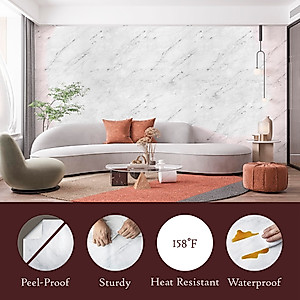 Marble Peel and Stick Wallpaper (24" x 118", White Matte) Self-Adhesive Renter Friendly Contact Paper Removable Waterproof Vinyl Faux Granite Décor for Furniture Upcycling