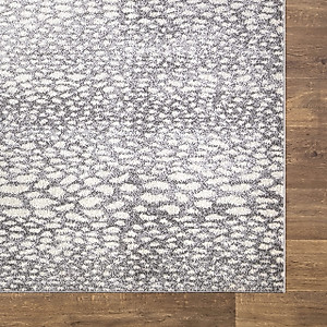 Abani Area Rug - 4x6 - Antelope Collection - Indoor Use - Grey & Cream Animal Print - Medium Pile-Turkish Made-Stain & Shed Resistant Livingroom Bedroom Kitchen Office-Safe for Kids & Pets-Soft Feel