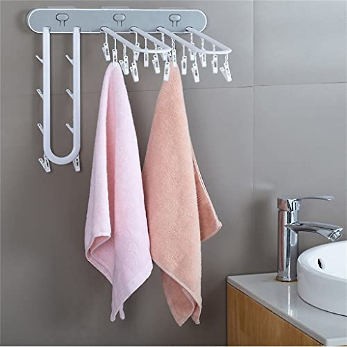 N/A Folding Multifunctional Clothes Rack Wardrobe Storage Rack Space Saving Clothes Rack (Color : D, Size