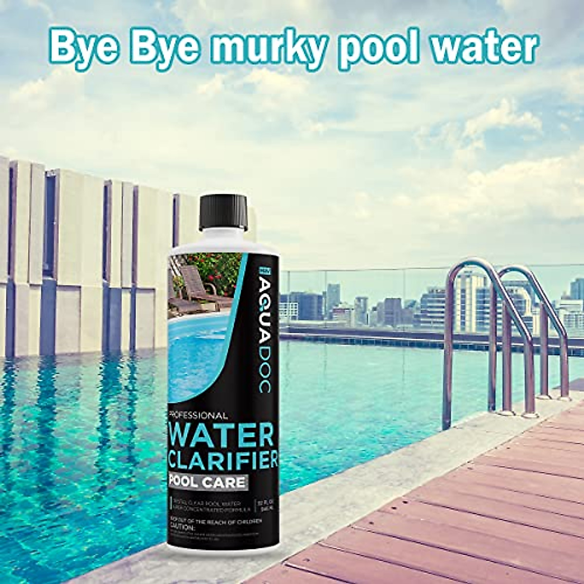 Pool Clarifier Liquid for Fast Acting Cloudy Water Treatment, Swimming Pool Water Clarifier Pool Owners Love, Use Our Clarifier to Keep Your Pool Clear | AquaDoc 32oz