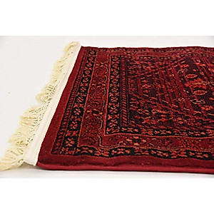 Unique Loom Tekke Collection Over-Dyed Saturated Traditional Torkaman Area Rug, 2 ft 7 in x 10 ft, Red/Black