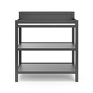 Storkcraft Alpine Changing Table (Gray) – GREENGUARD Gold Certified Nursery Changing Table, Includes Water-Resistant Changing Pad, 2 Shelves for Nursery Storage and Organizing