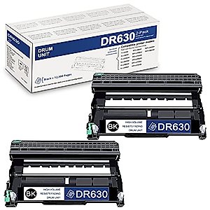 Van Enterprises High Yield 2 Pack Black DR630 DR-630 Compatible Drum Unit Replacement for Brother HL-L2300D L2305W L2315DW L2320D L2340DW L2360DW L2380DW MFC-L2680W L2720DW DCP-L2520DW Printer