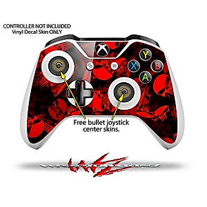 WraptorSkinz Decal Vinyl Skin Wrap Compatible with Xbox One S Console and Controllers - Skulls Confetti Red
