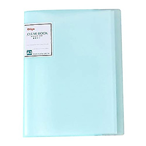 McKellogg A3 Diamond Painting Storage Book,Art Portfolio Book Clear Pockets Sleeves Protectors,Letter Album Folder Bag 30 Pages (Blue), Clear,blue
