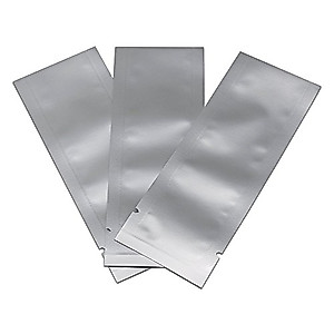 100 Pcs (Outer Size 1.57x4.33 inches) Coffee Food Storage Heat Sealable 3.34mil Mylar Pure Foil Bag Vacuum Pouch for Sampling Packaging Aluminum Foil Package