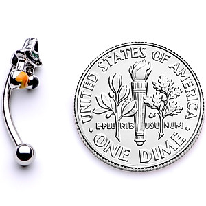 Body Candy Womens 16G Steel Cartilage Tragus Daith Conch Rook Black Green Witch Hat Eyebrow Ring 5/16”