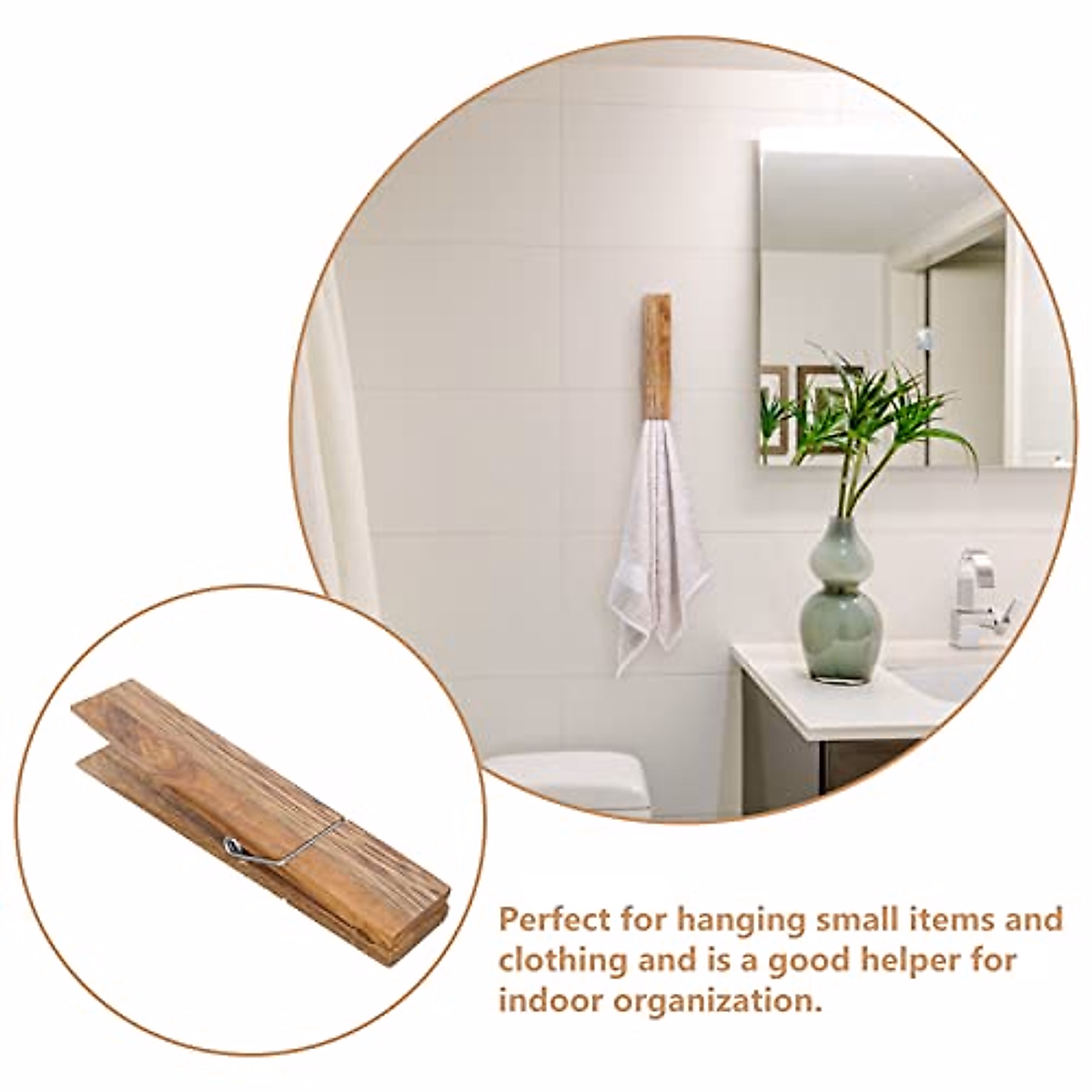 Cabilock 3 pcs with Decoration Clothespins Holders Coat Large Wood Multi Clamp Wall Big Racks Clips Decor Pins Room As Beach Farmhouse Clothespin Jumbo Wooden for Mounted Creative Spring