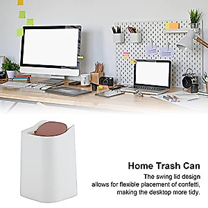 plplaaoo Plastic Mini Desktop Trash Can with Shake Lid, Trash Can, Novel Cute Mini Trash Storage Bin, Trash Basket, Plastic Mini Wastebasket Trash Can for Office Dormitory Vanity Tabletop Home(White)