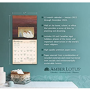 Zen Cat 2023 Wall Calendar | Meditational Art by Nicholas Kirsten-Honshin | 12" x 24" Open | Amber Lotus Publishing