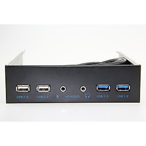 UCEC 5.25 Inch Front Panel USB Hub with 2-Port USB 3.0 & 2-Port USB 2.0 & HD Audio Output Port & Microphone Input Port for Desktop [ 20 Pin Connector & 2ft Adapter Cable]