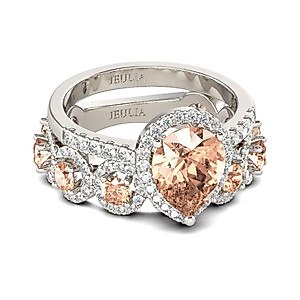 Jeulia Engagement Rings for Women Sterling Silver Promise Eternity Band Princess Cut Cubic Zirconia Wedding Engagement Anniversary Promise Ring Sets Bridal Sets (8.0(U.S))