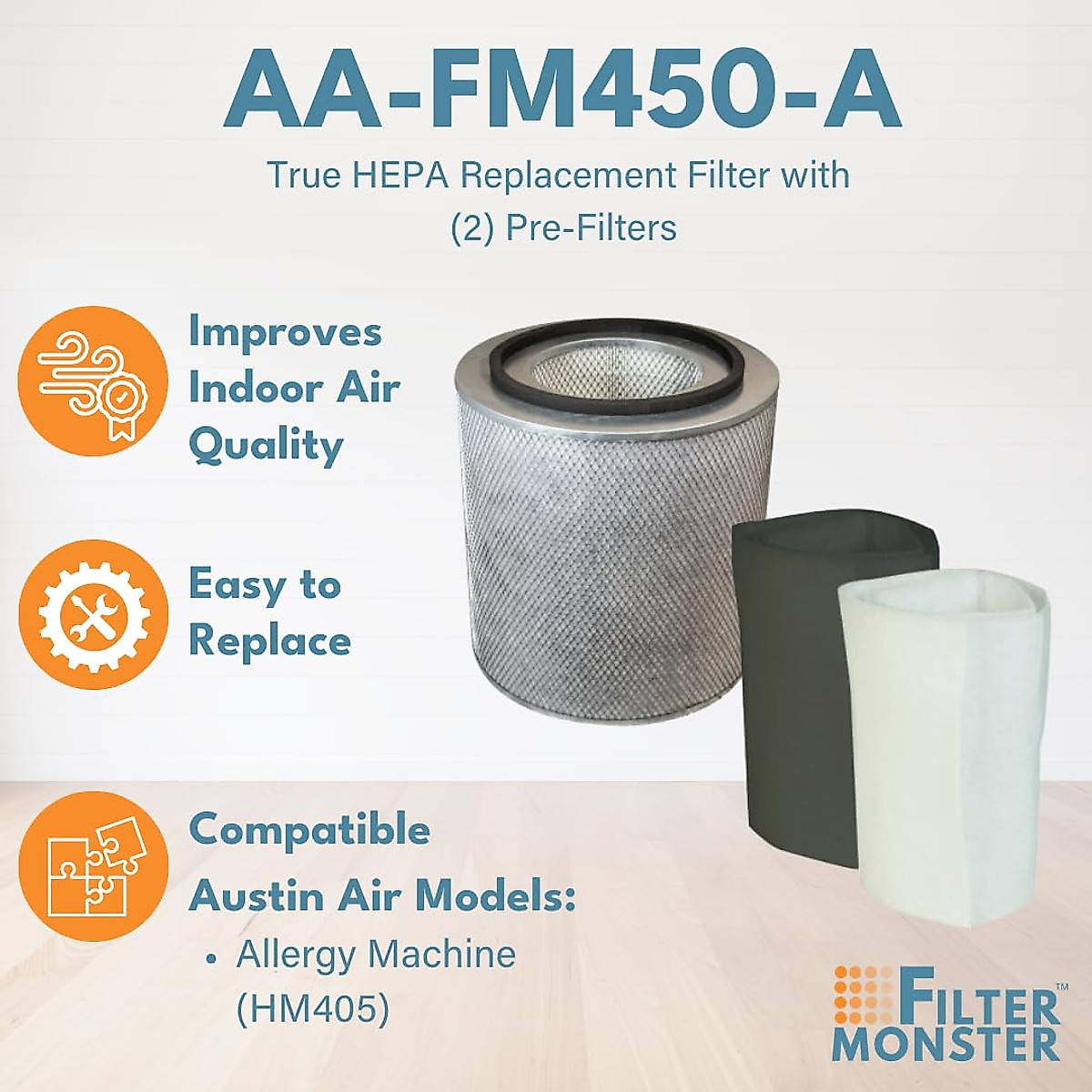 Filter-Monster Replacement Compatible with Austin Air Allergy Machine (HM405) Filter with Pre-Filter