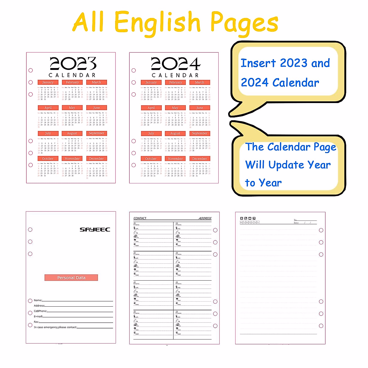 Marte Vanci A5 Padfolio with Calculator PU Leather Business Portfolio Zippered Conference Folder Organizer 6 Ring Lined Notebook Binder Loose Leaf Refillable Travel Journal Gift for Men (Black)