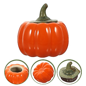 Zerodeko Candy Jar Halloween Bowl Pumpkin Jar Tea Storage Canister Can with Lids Porcelain Tea Container 190ml Sugar Canister Holder Sugar Bowl Cookie Jar Pumpkin Candy Dish Snack Containers