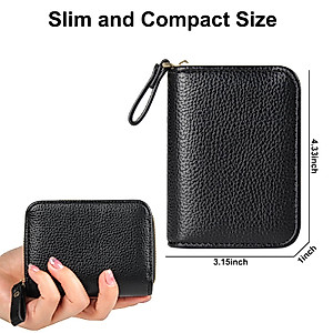 EcoVision Credit Card Holder RFID Card Case Wallet, Small Accordion Zipper Card Case Holder, Card Organizer Case for Women Men