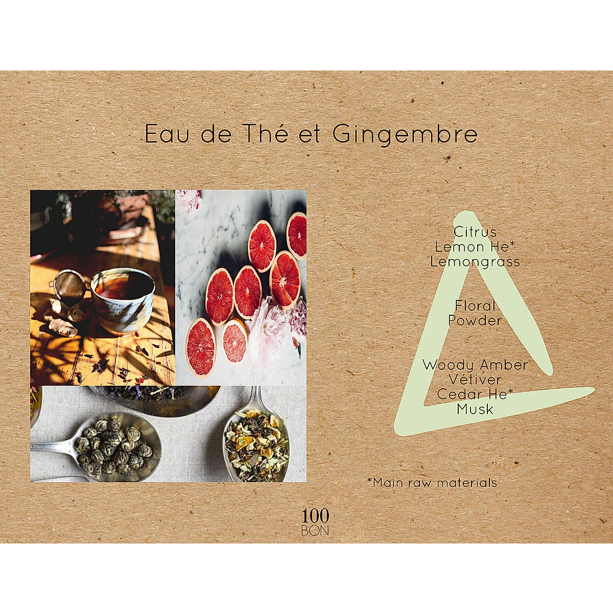 100BON Eau De The & Gingembre – Tea & Ginger Fragrance for Women & Men – Energizing Organic Fragrance - Sweet, Citrus & Spicy Notes Fragrance - 100% Natural Fragrance Spray, 0.5 Fl Oz