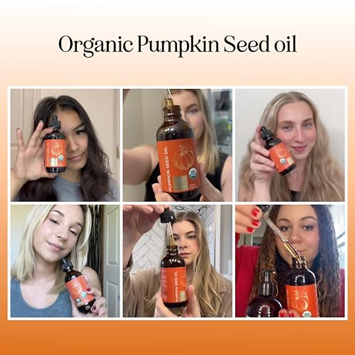 USDA Organic Pumpkin Seed Oil - 100% Pure Pumpkin Seed Oil for Hair Growth Dry Skin and Anti Aging Face Oil - Organic Hair Oil for Dry Damaged Hair and Growth - Virgin Cold Pressed & Unrefined (4oz)