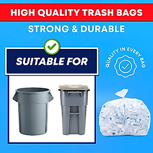 33 Gallon Clear Trash Bags (Value 250 Bags) Large Clear Plastic Bags, Great for Recycling 30 Gallon - 32 Gallon - 35 Gallon. High Density Bag