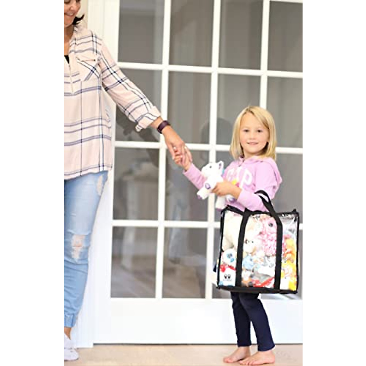 MiniOwls Bin and Chest Organizing Bags - Waterproof Clear Plastic Travelling Pouch. Storage for Toys, Kids Books, Balls, Blocks and Games (12x12 Set of 3)