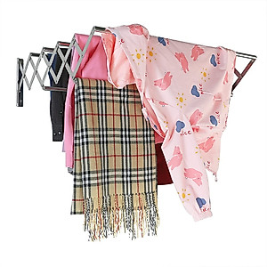 LANDBEAUTY Wall Mounted Laundry Clothes Drying Rack Clothing Heavy Duty Retractable Accordion Wall Hanger Collapsible Hanging Towel Holder for Laundry Room Bathroom(Extra Large 31.5",7-One-piece Rods)