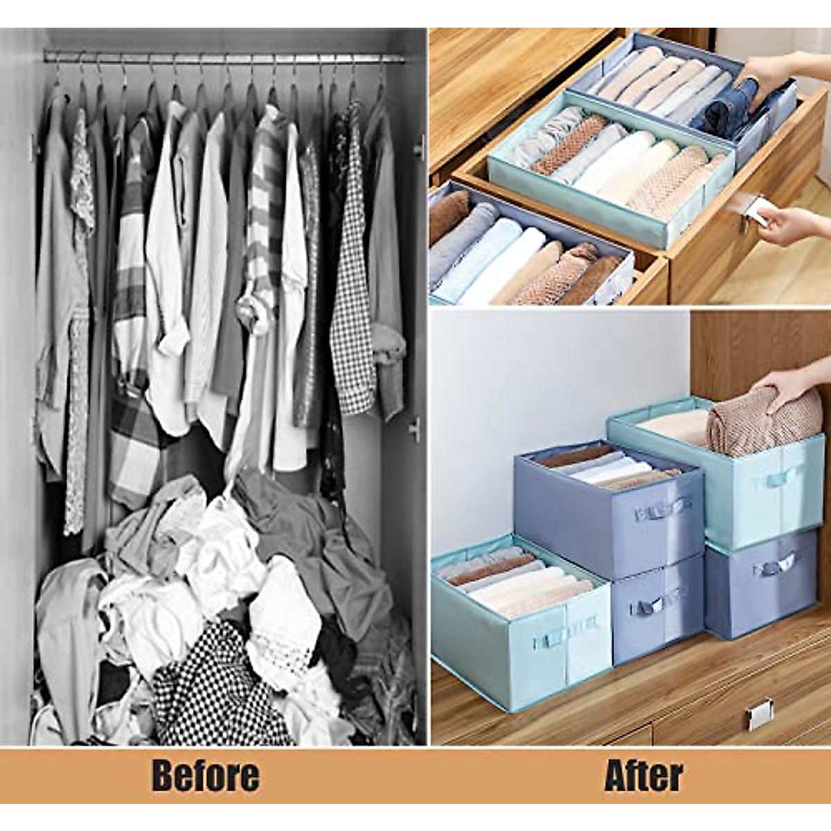 MUIRK Wardrobe Clothes Organizer,6PCS Closet Organizers and Storage,Closet Organizers for Shirts Socks Bra Jeans Underwear Clothes Organizer Storage Box Dividers
