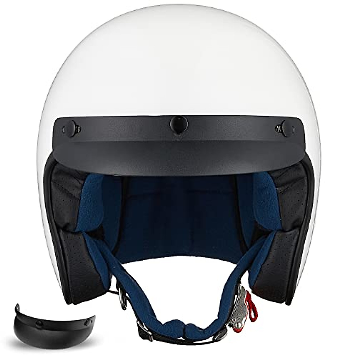 ILM 3/4 Open Face Motorcycle Helmets, Retro Vintage Moped Helmet for Men Women, Scooter ATV Cruiser Bobber Helmet, DOT Approved Model-207 (White, L)