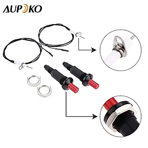 Aupoko 2 Sets Piezo Spark Ignition with Cable Push Button Igniter & Double Ignition Kit Electronic Igniter, Fit for Gas Fireplace Gas Oven Gas Heater Igniter