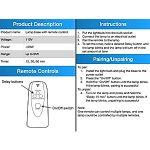 Ozone-Free Ultraviolet Germicidal Light Sanitizer UVC Lamp 25 W E26/E27 with Stand and Remote Control