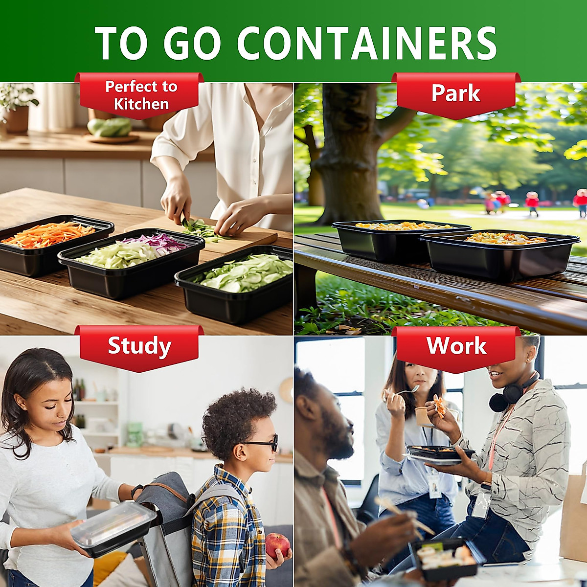 NutriBox [30 Pack] Meal Prep Containers in 3 Sizes 12, 24, 28 oz, Durable, Stackable, Reusable, BPA Free, Microwaveable, Dishwasher, Freezer Safe, Bento Box, Food Storage Set