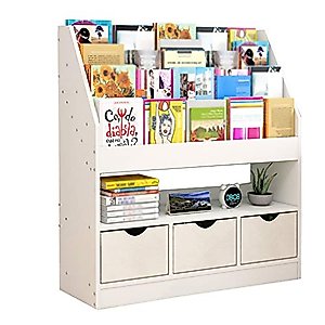 Multilayer Magazine Rack Newspaper Holder Drawer Book Shelf Storage Rack Freestanding Display Rack Materials Household 90X30X100CM MUMUJIN (Color : White)