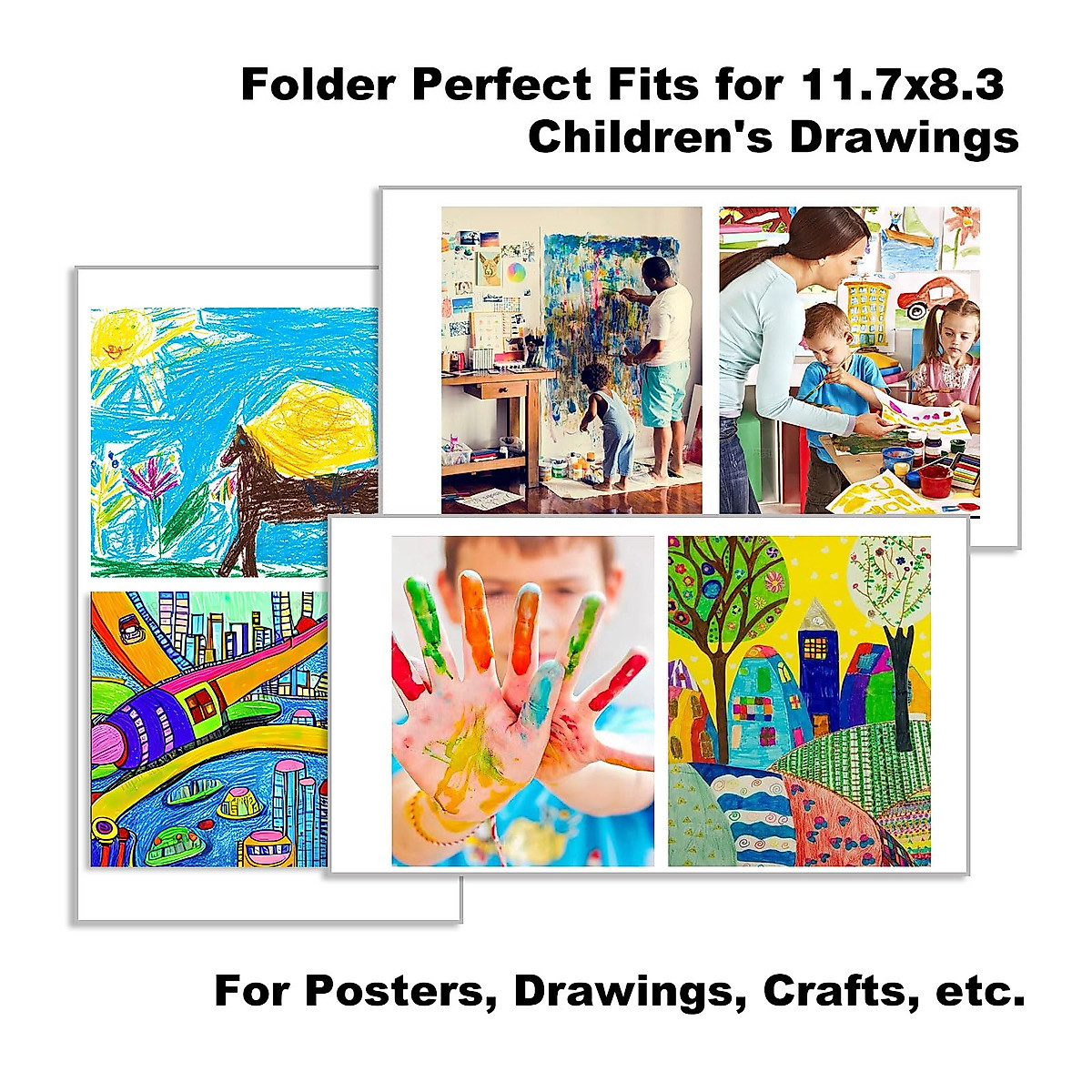 Student Drawings Artwork Portfolio, Children's Drawings Artwork Saved Portfolio 40 Pockets Display 80 Pages Art Painting (small animal)