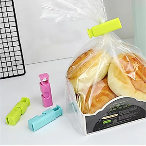 wanh Bread Bag Clips Reusable,Snack Bread Wrapper Sealing Clip to Keep Bread Fresh, Bread Ties Bag Closures Closer Cinchers,Squeeze and Lock Bread Clips for Food Storage (8Pcs Pink)