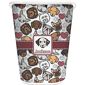 RNK Shops Personalized Dog Faces Waste Basket - Double Sided (Black)