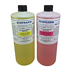 pH Buffer Calibration Solution 2-Pack: pH 4.00 and pH 7.00 — 1 Quart (950 mL) Each — NIST Traceable Reference Standards for All pH Meters — Color Coded