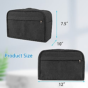 4 Slice Toaster Cover, Toaster Bags with Pockets, Bread Toaster Oven Dustproof Cover, Toaster Storage Bag, Appliance Covers For Kitchen Small Appliance, Fingerprint Protection, Gift for Women (M, Black)