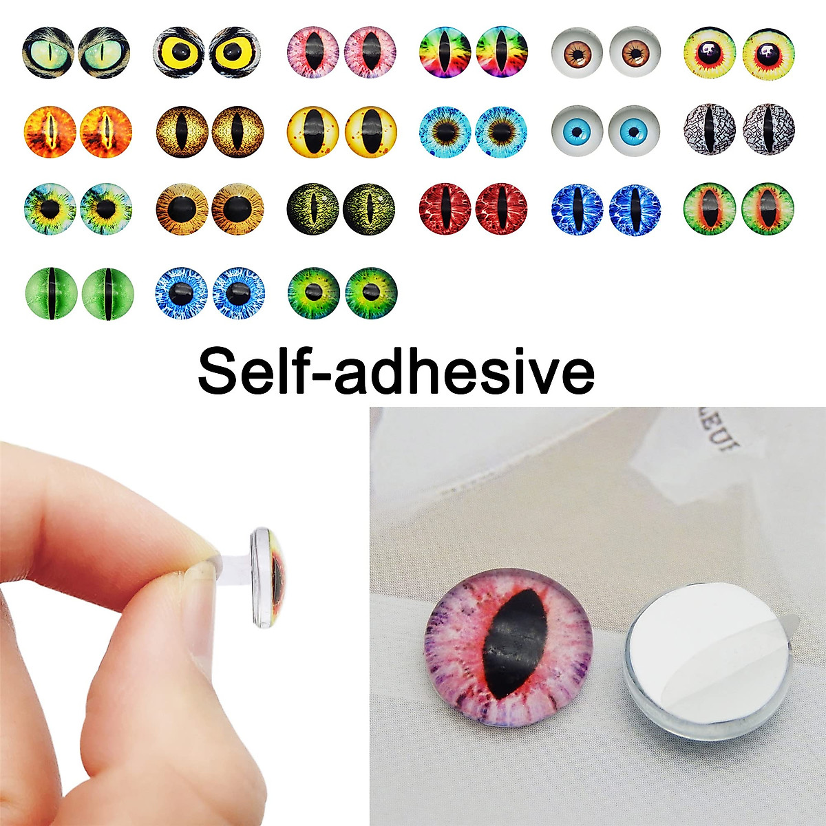 100PCS 10mm Self Adhesive Dragon Animal Googly Wiggle Eyes for DIY Sticker School Classroom Arts Crafts Decoration