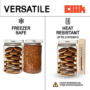 Cliik 3-Pack Magnetic Stackable Kitchen Containers, Jars for Organization and Storage, Kitchen Storage & Pantry Organizer with Lid, Shatterproof, Leakproof & Airtight