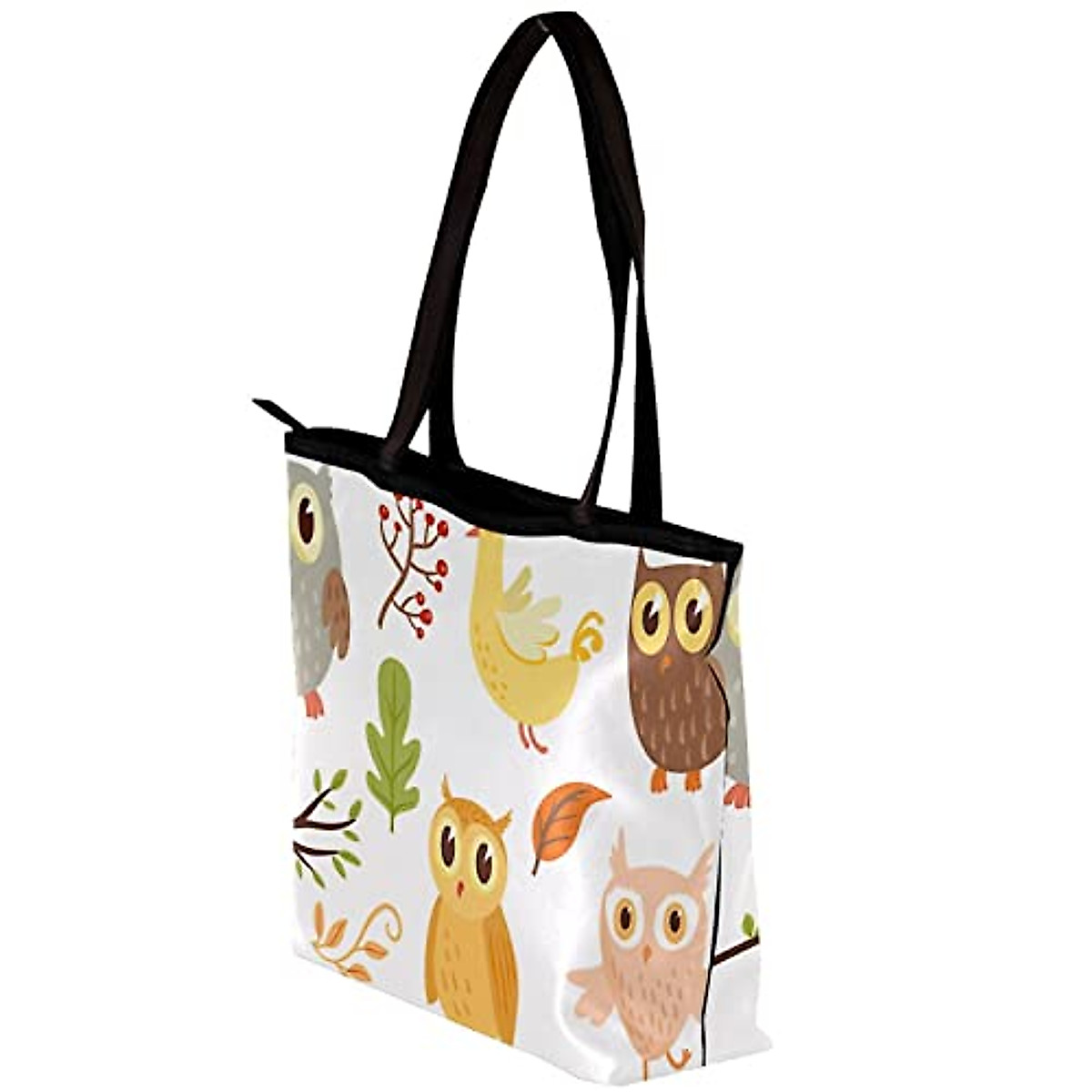 Women's Large Size Canvas Shoulder Bag Hobo Crossbody Handbag Casual Tote, Cartoon Owl Hen
