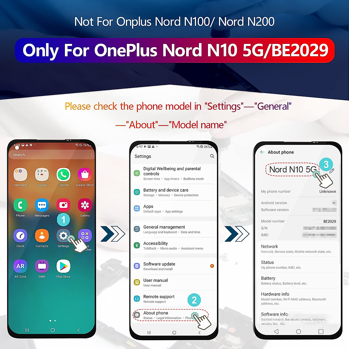 YWLRONG LCD for OnePlus Nord N10 5G LCD Screen Replacement Touch Display Digitizer Assembly with Tools for Nord N10 5G BE2029