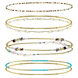 Jadive 7 Pieces Waist Beads for Women Jewelry Belly Beads Chains Colorful Summer African Beach Bikini Body Belly Chains Bohemia Body Jewelry (Stylish Style)