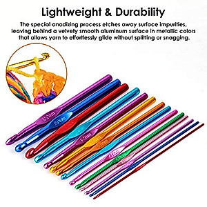 Crochet Hooks Set, Aluminum Handle Knitting Needles for Arthritic Hands, Crochet Needles for Yarn Craft, Nice Gift for Women