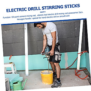 SOESFOUFU 2 Pcs Stirring Rod Grout Bucket Electric Blender Concrete Blender Cement Mixing Rods Bling Accessories Paint Mixer Parts Compound Mixer Model Alloy Square Handle re-usable