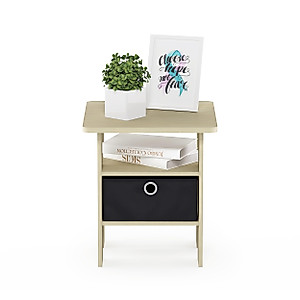 Furinno Andrey End Table / Side Table / Night Stand / Bedside Table with Bin Drawer, Steam Beech/Black