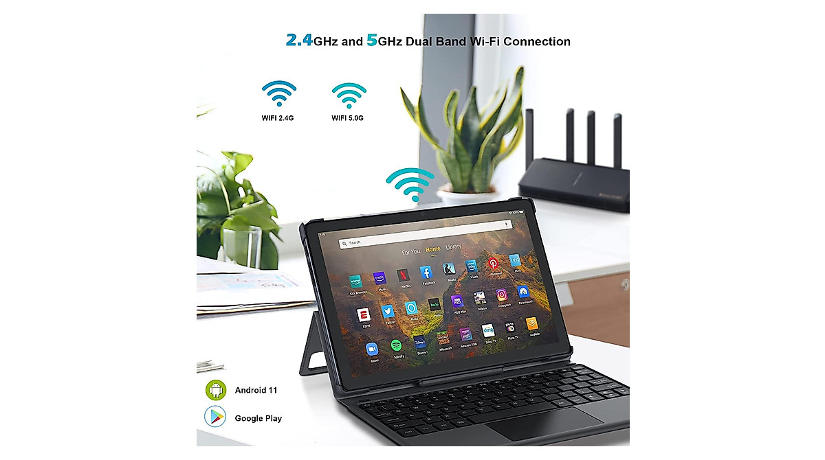 AWOW 2 in 1 Tablet, 10 inch Windows 11 Tablet, Octa-Core Processor 64GB ...